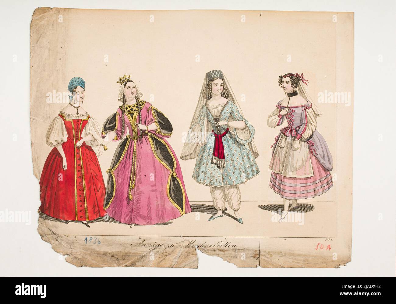 Fashion image: four figures, suits for mask balls. Unknown Stock Photo ...