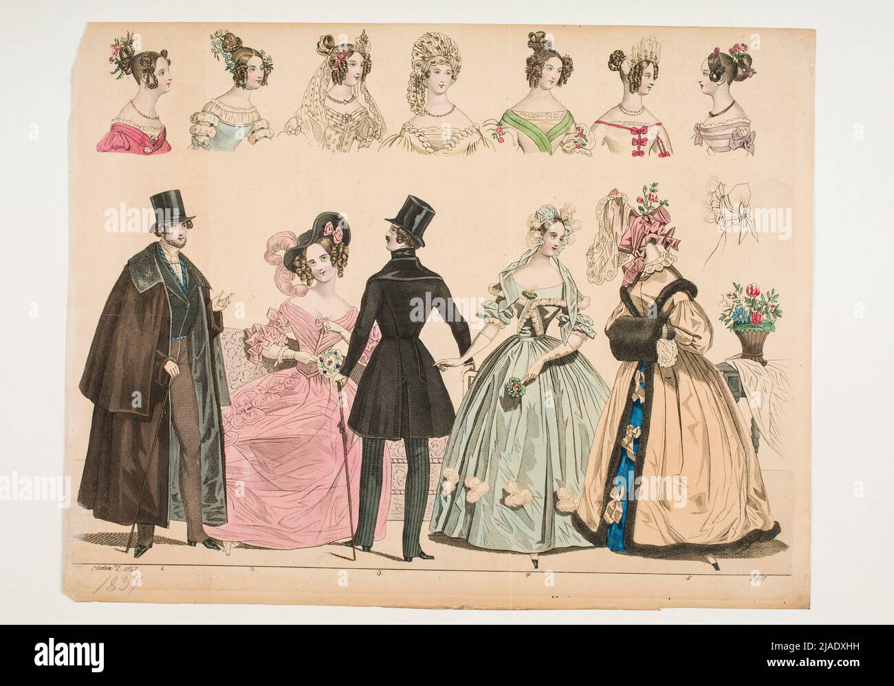 Fashion image: five figures, women's and men's fashion, hairstyles ...