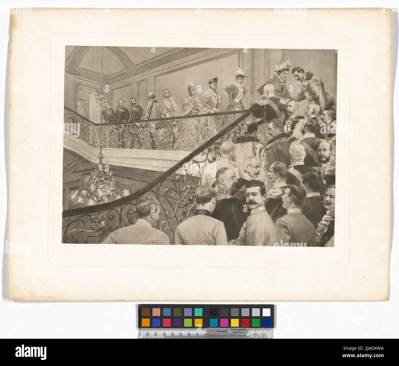 Ball scene: greeting on the stairs with Emperor Franz Joseph. Wilhelm ...