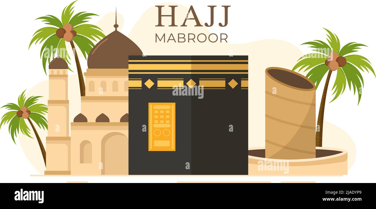 Hajj or Umrah Mabroor Cartoon Illustration with People Character and ...