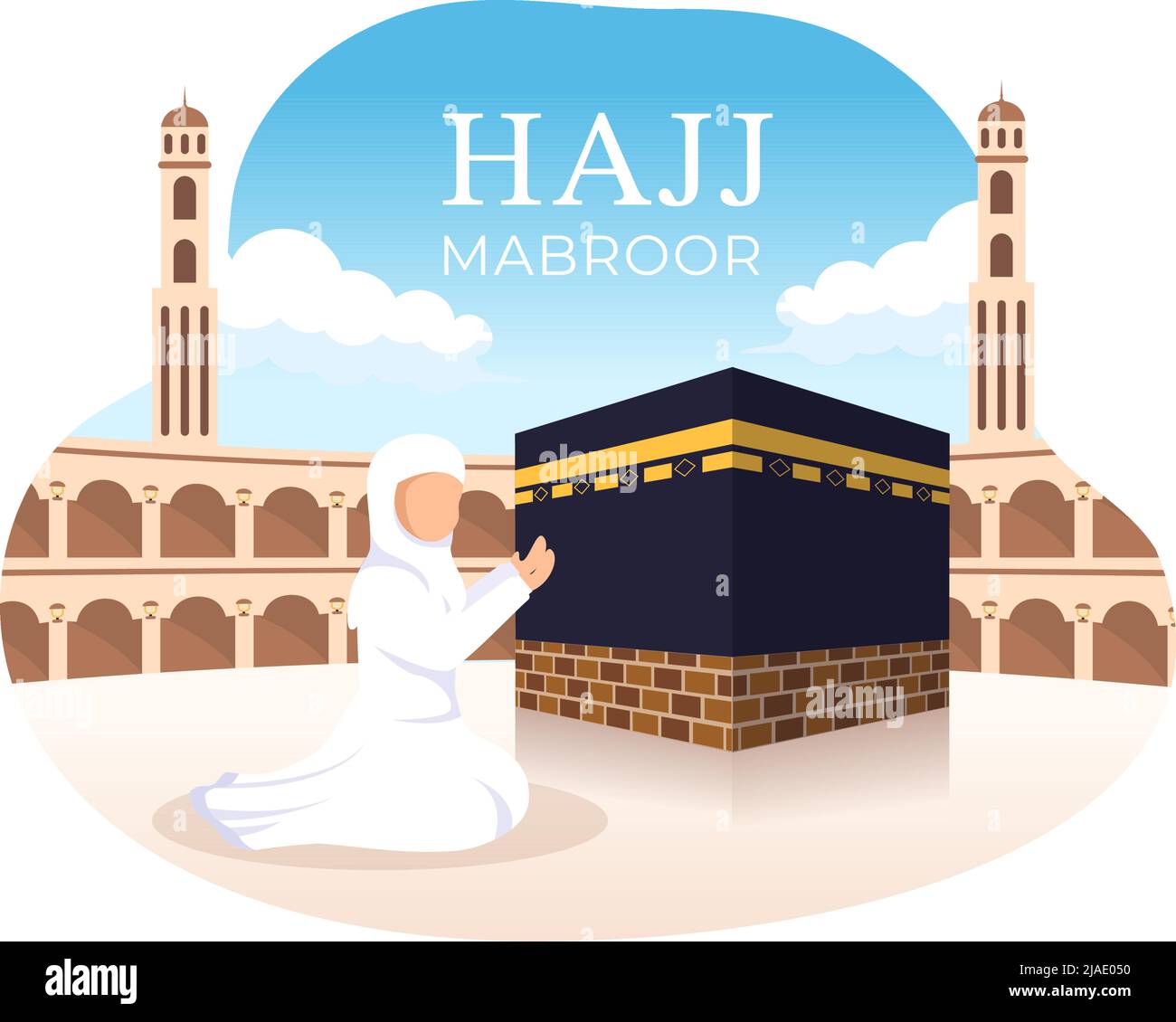 Hajj or Umrah Mabroor Cartoon Illustration with People Character and ...