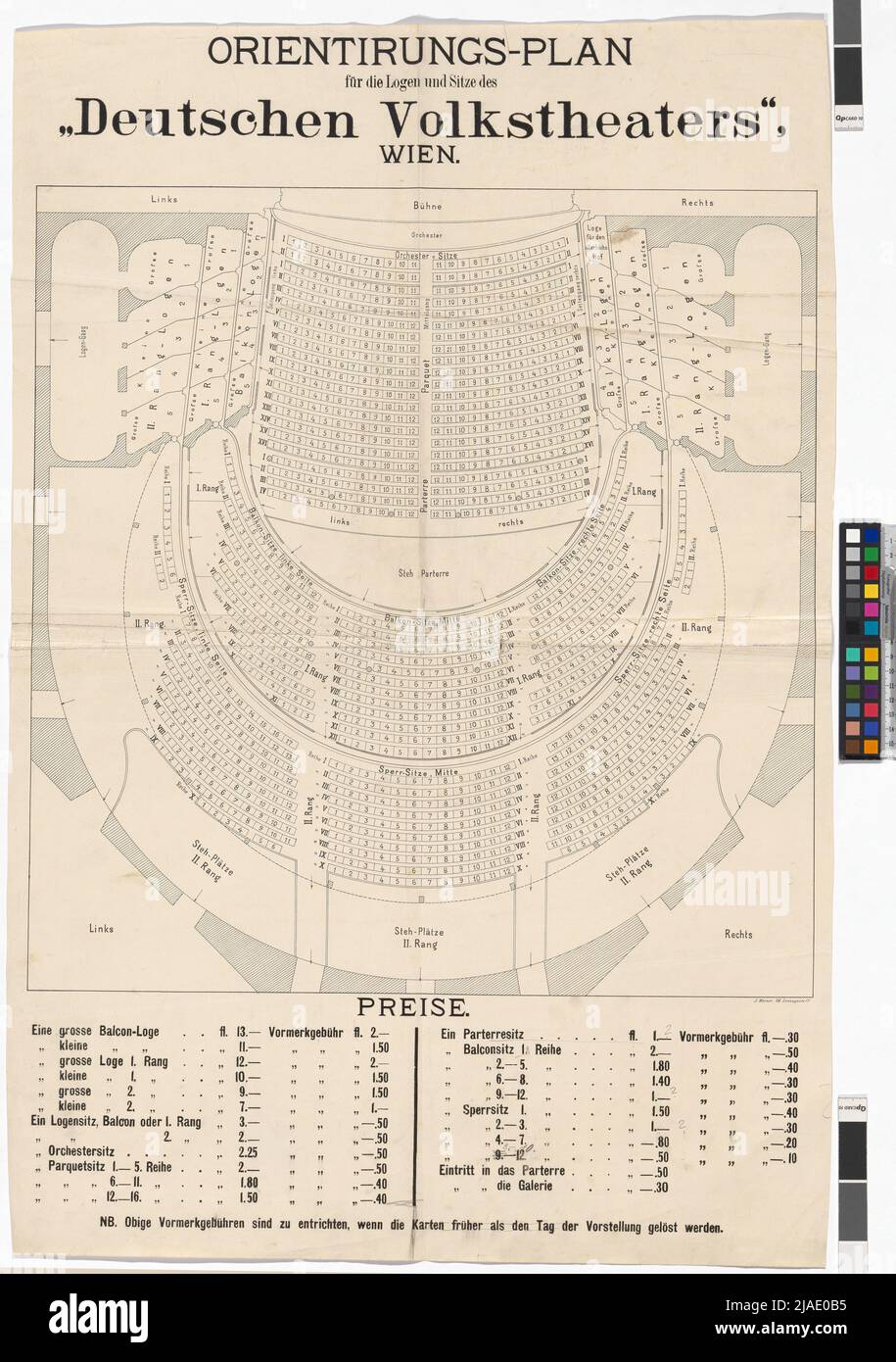 Volkstheater, orientation plan. Hermann Helmer (1849-1919), Architect ...