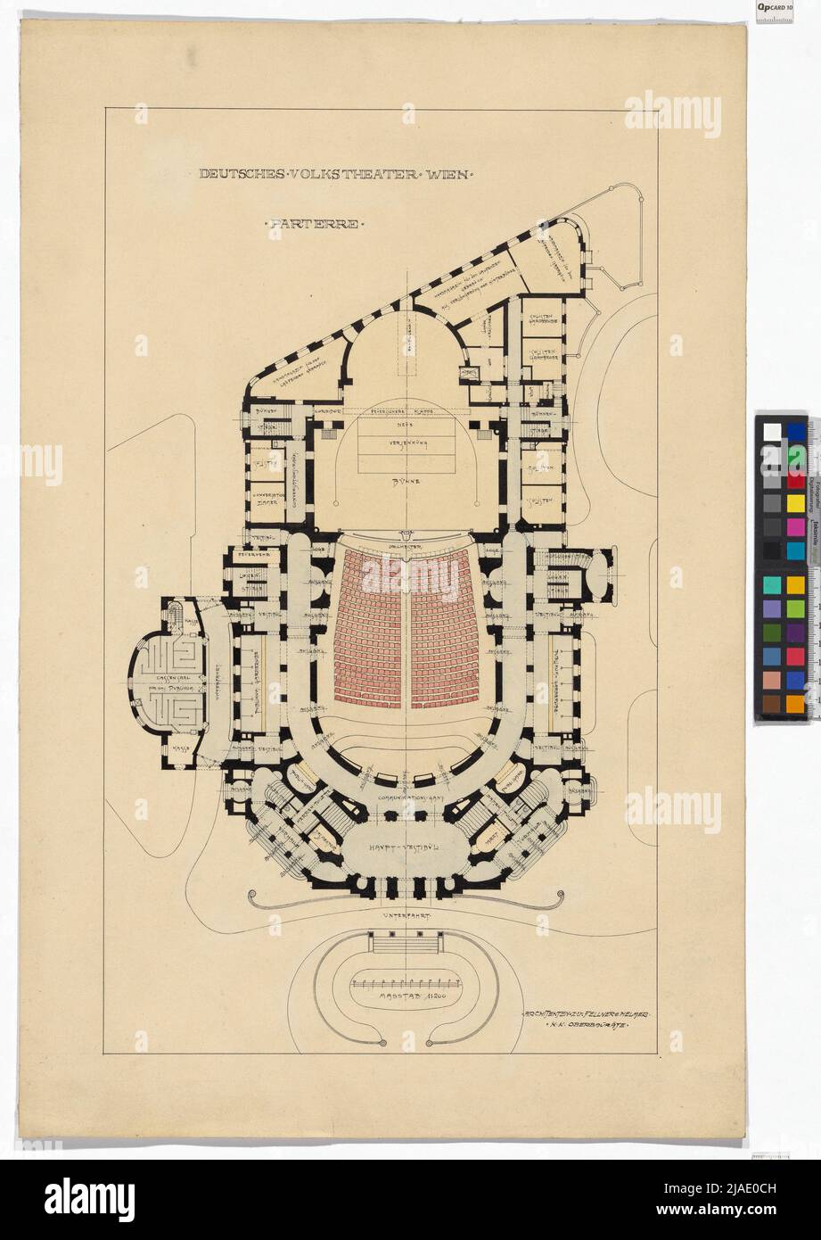 Volkstheater, floor plan. Hermann Helmer (1849-1919), Architect ...