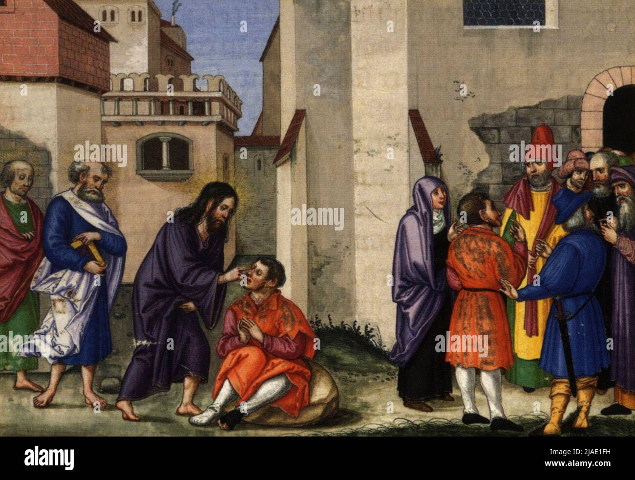Healing of the man born blind, by Matthias Gerung Stock Photo - Alamy