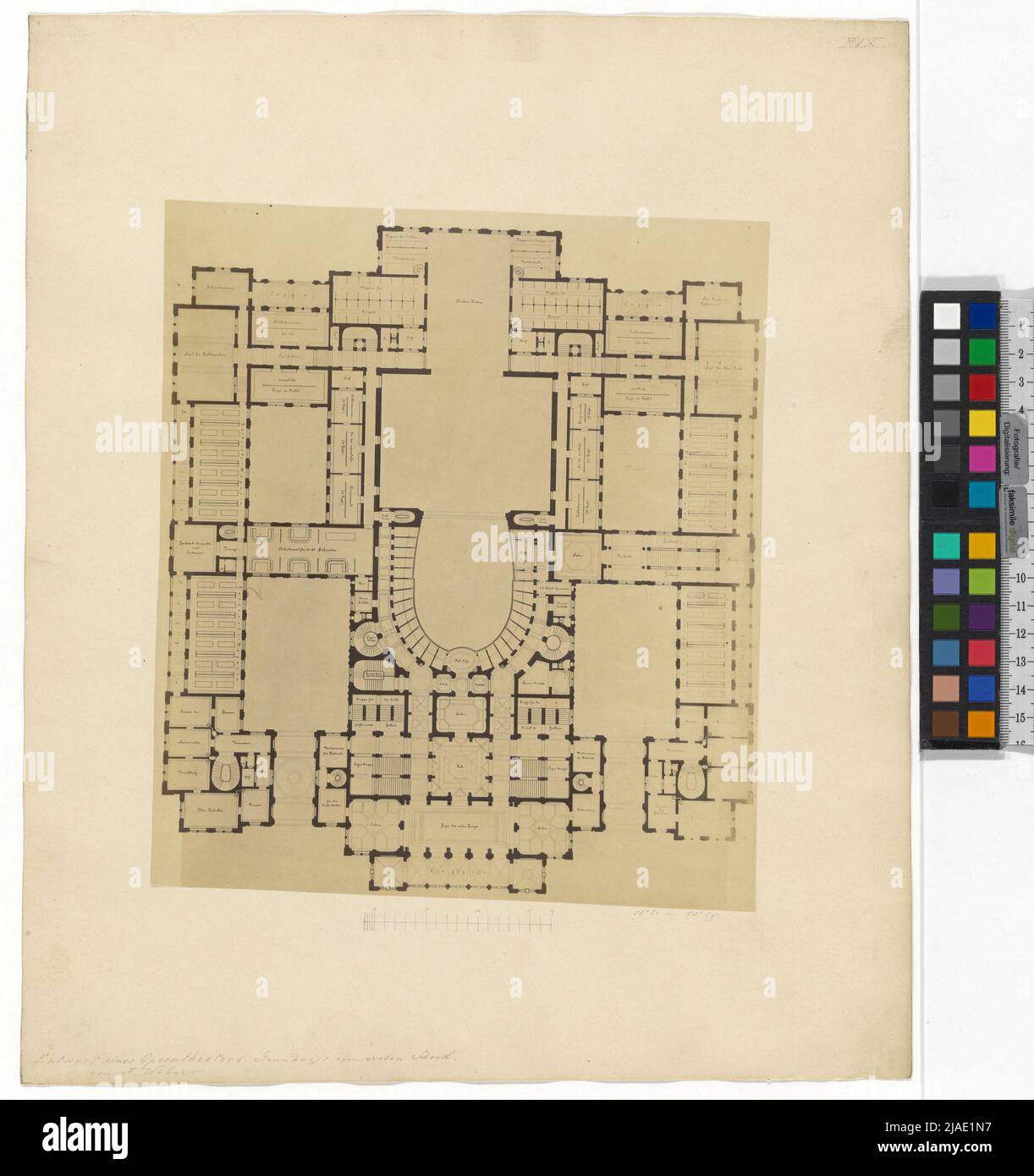 Draft for an operntheater - floor plan first floor. August Weber (1836 ...