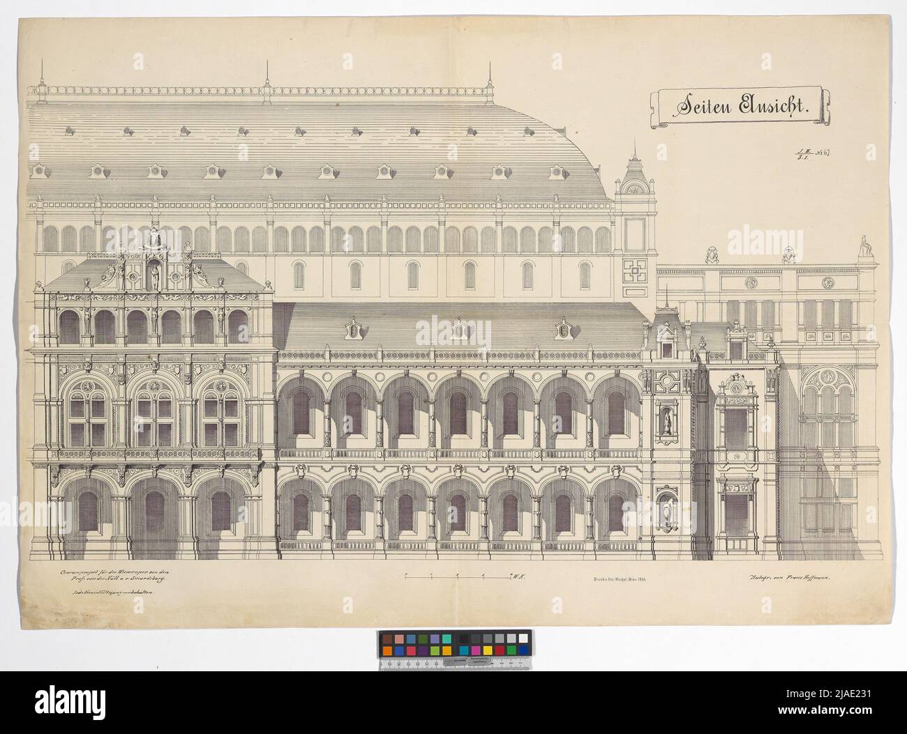 Hofoper, competition project, side view (Wiener Bauhütte). August ...