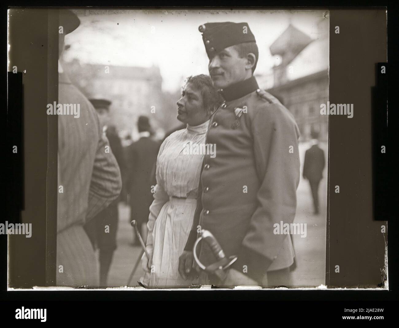In Prater, soldier with a woman. Emil Mayer (1871-1938), photographer ...