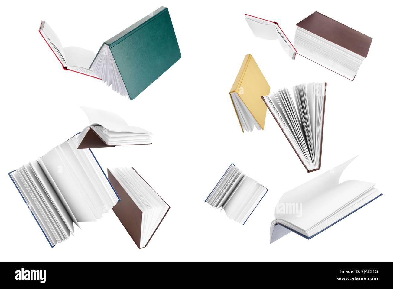 Many flying books isolated on white Stock Photo - Alamy