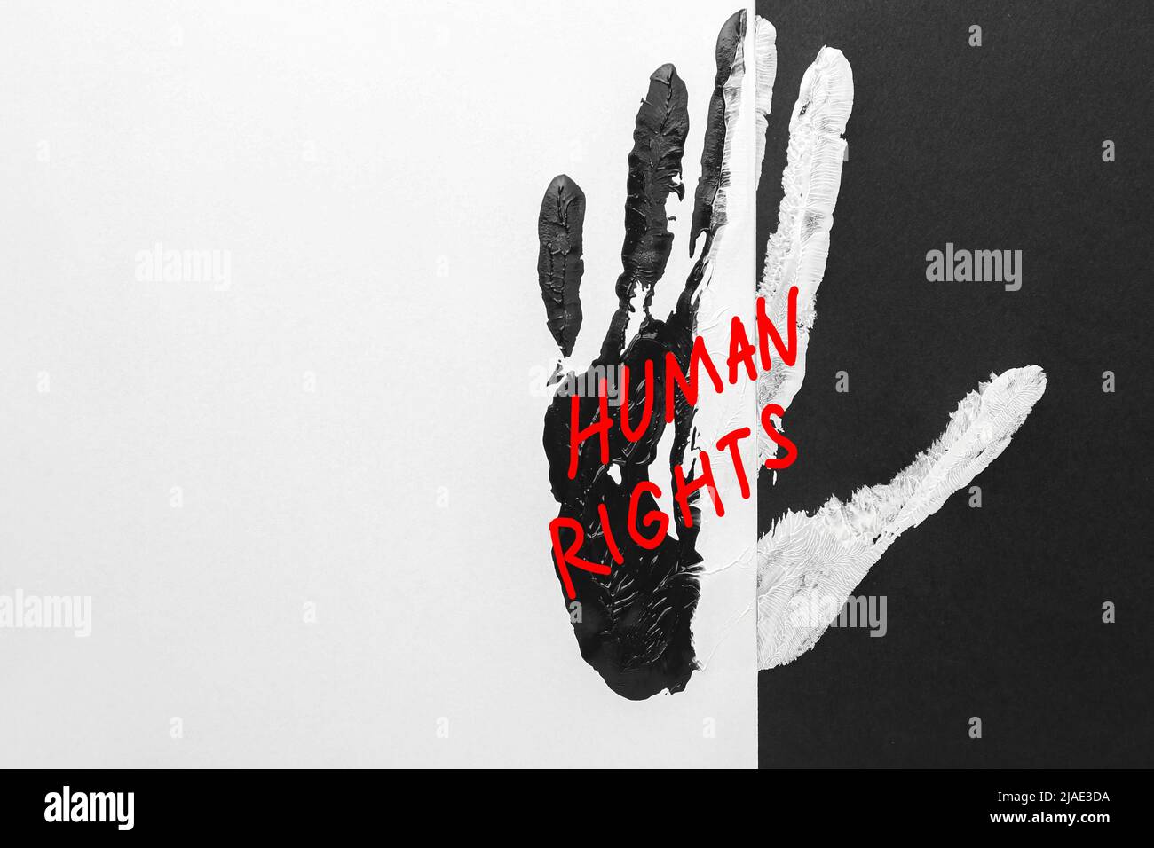 Print of human palm on black and white background. Human rights Stock ...