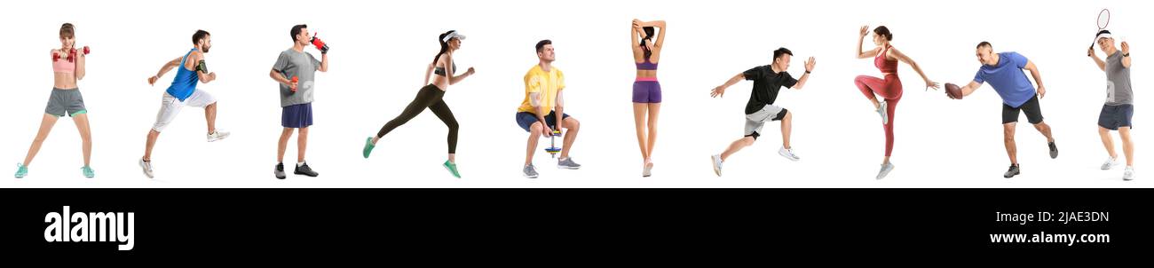 Set of many different sporty people isolated on white Stock Photo - Alamy