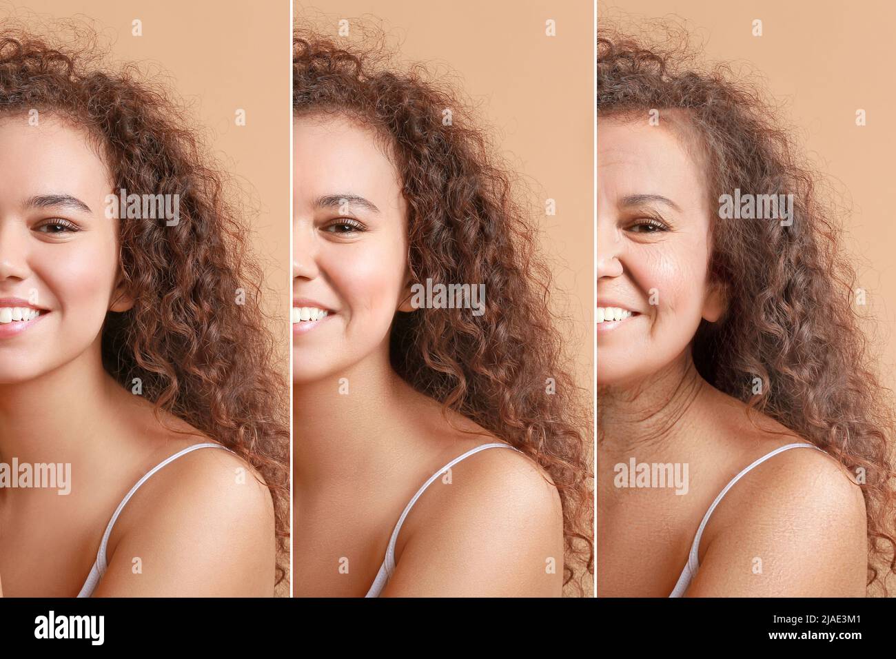 Portraits of African-American woman at different stages of aging on ...