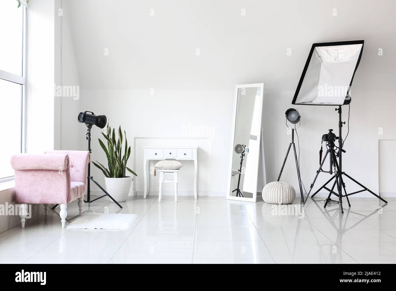 Interior of stylish photo studio with modern equipment Stock Photo - Alamy