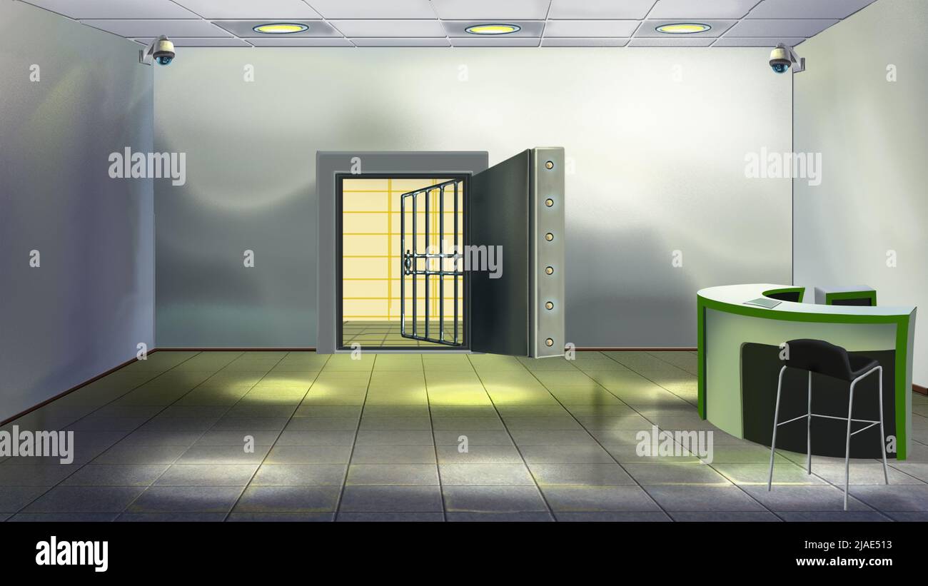 Safe in bank department. Digital Painting Background, Illustration ...