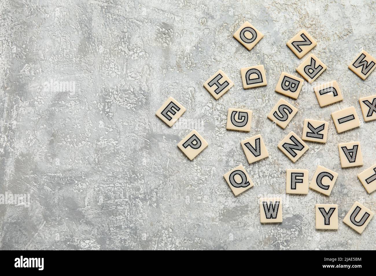 Different letters on grunge background. Alphabet concept Stock Photo ...