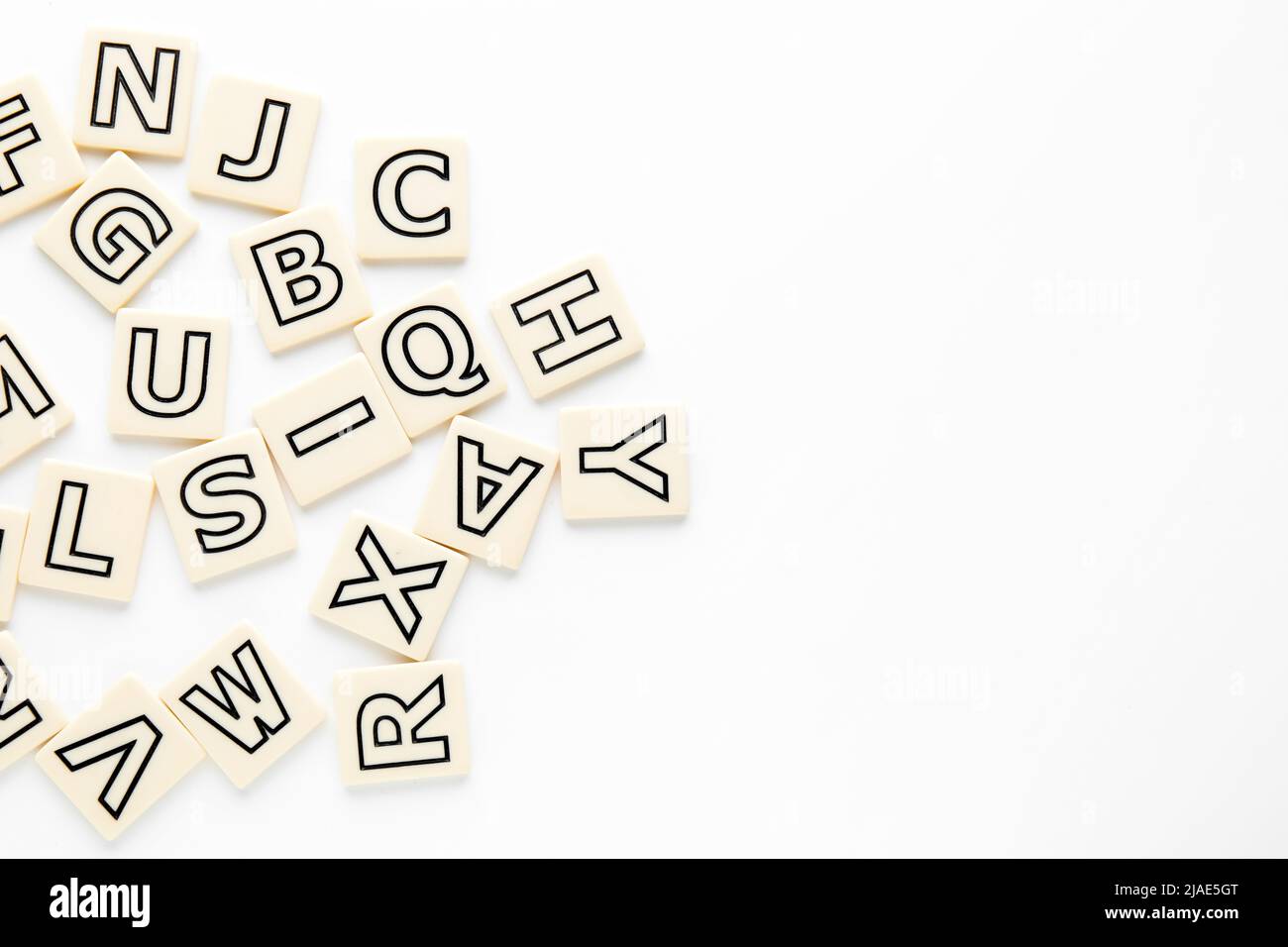 Different letters on white background. Alphabet concept Stock Photo - Alamy