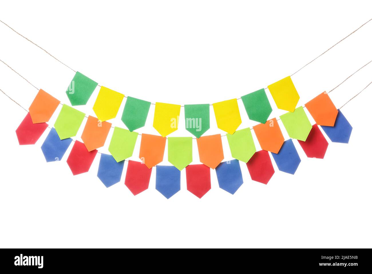 Colorful flags for Festa Junina on white background Stock Photo - Alamy