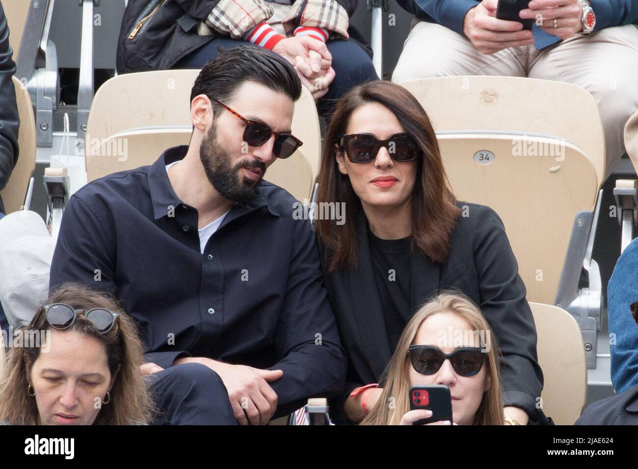 Sofia Essaidi, Adrien Galo in the stands during French Open Roland ...