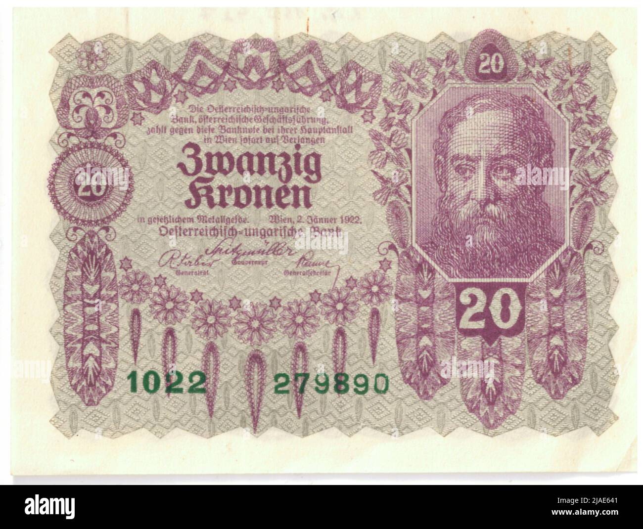 Banknote, 20 crowns. Rudolf Rössler (1864-1934), Artist, Rudolf Junk ...