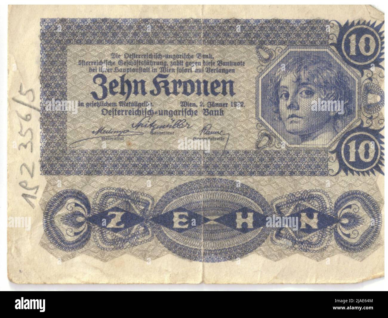 Banknote, 10 crowns. Rudolf Rössler (1864-1934), Artist, Rudolf Junk ...