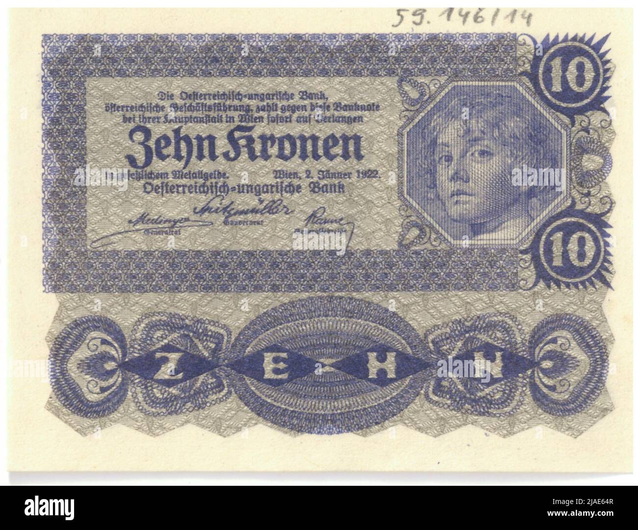 Banknote, 10 crowns. Rudolf Rössler (1864-1934), Artist, Rudolf Junk ...