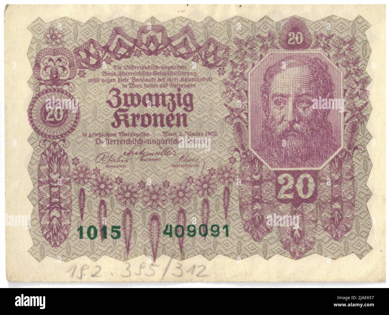 Banknote, 20 crowns. Rudolf Rössler (1864-1934), Artist, Rudolf Junk ...