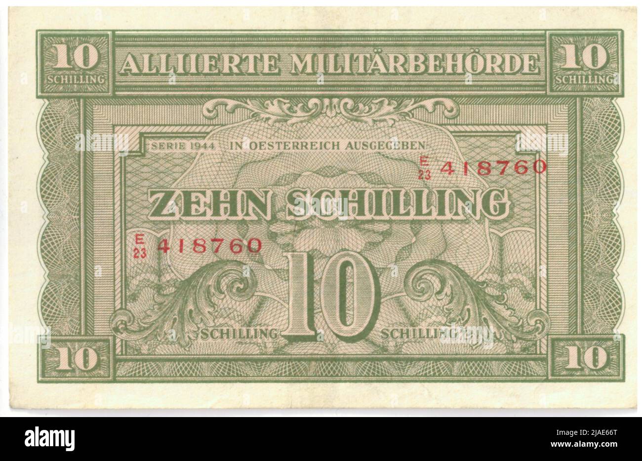 Banknote, 10 Schilling. Allied military authority, MINT Authority Stock ...