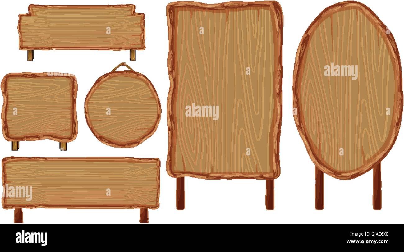 Set of different wooden sign boards illustration Stock Vector Image ...