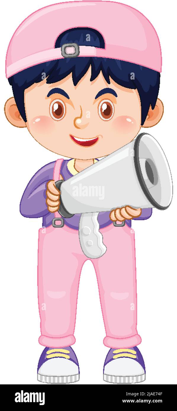 Cute boy cartoon holding megaphone illustration Stock Vector Image ...
