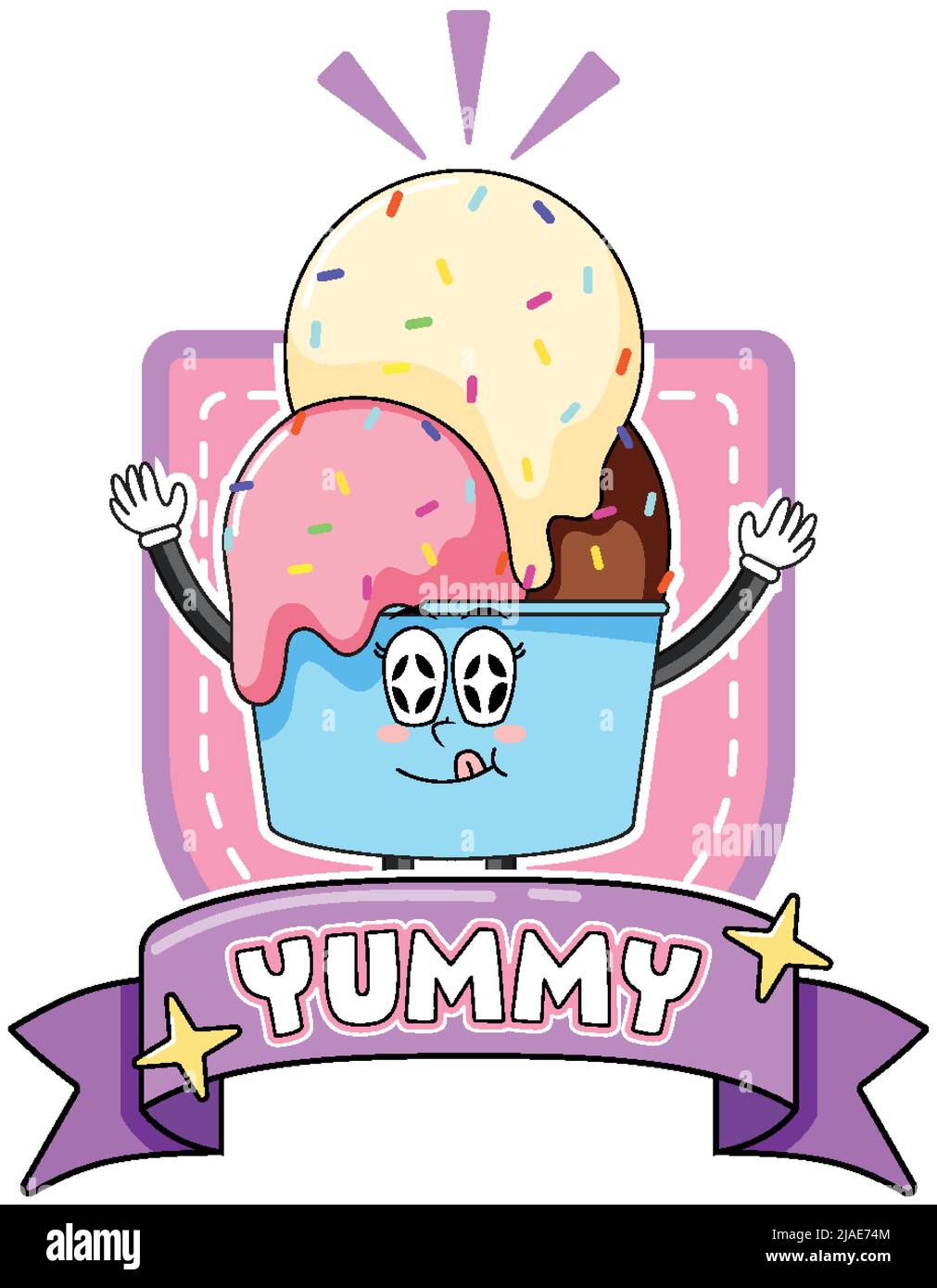 Funny ice cream cartoon character illustration Stock Vector Image & Art ...