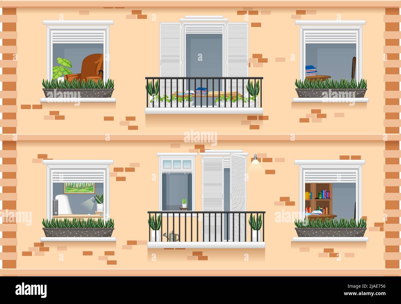 Apartment building with windows illustration Stock Vector Image & Art ...