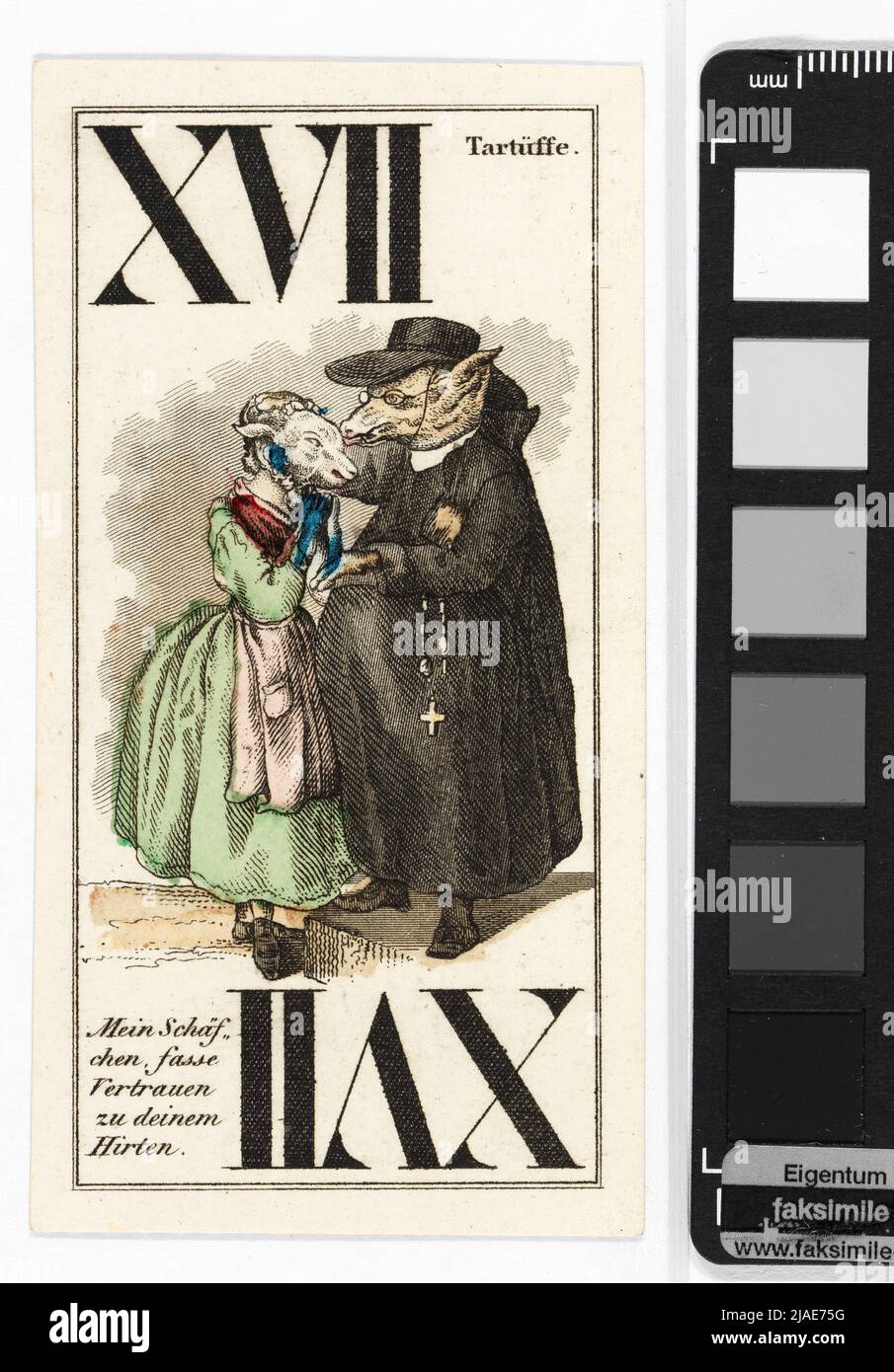 Game card from "Constitution Starock": Tarock XVII, "Tartüffe". Unknown ...