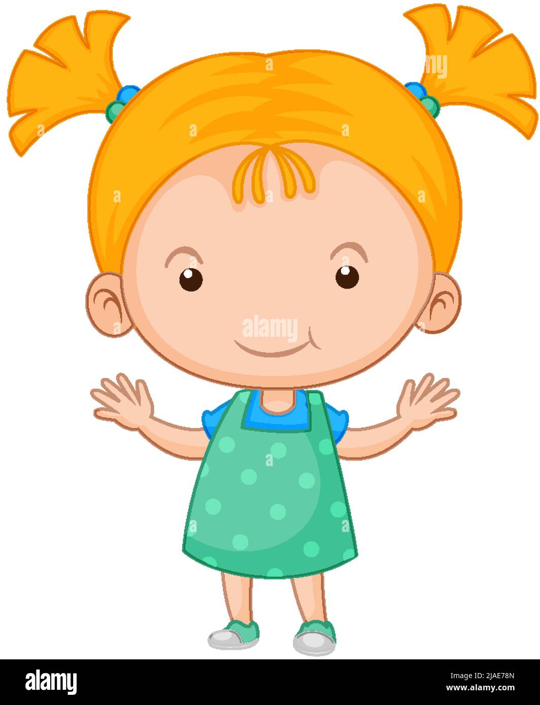 Cute girl cartoon character on white background illustration Stock ...