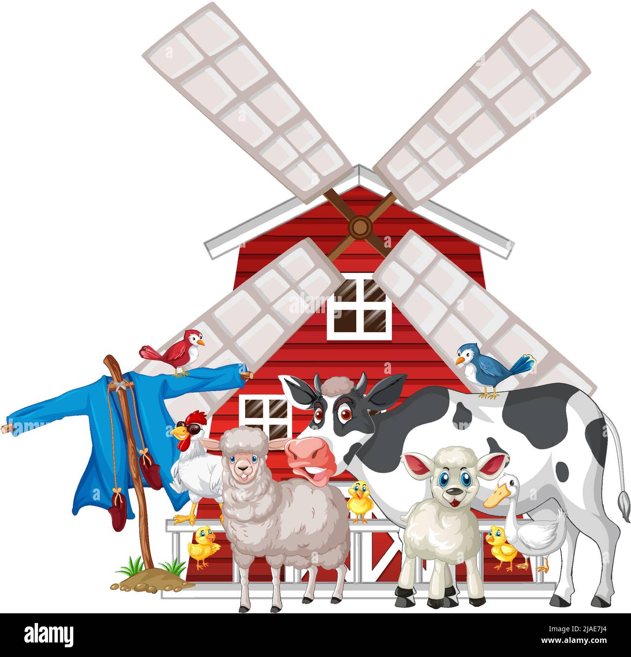 Many farm animals and barn illustration Stock Vector Image & Art - Alamy
