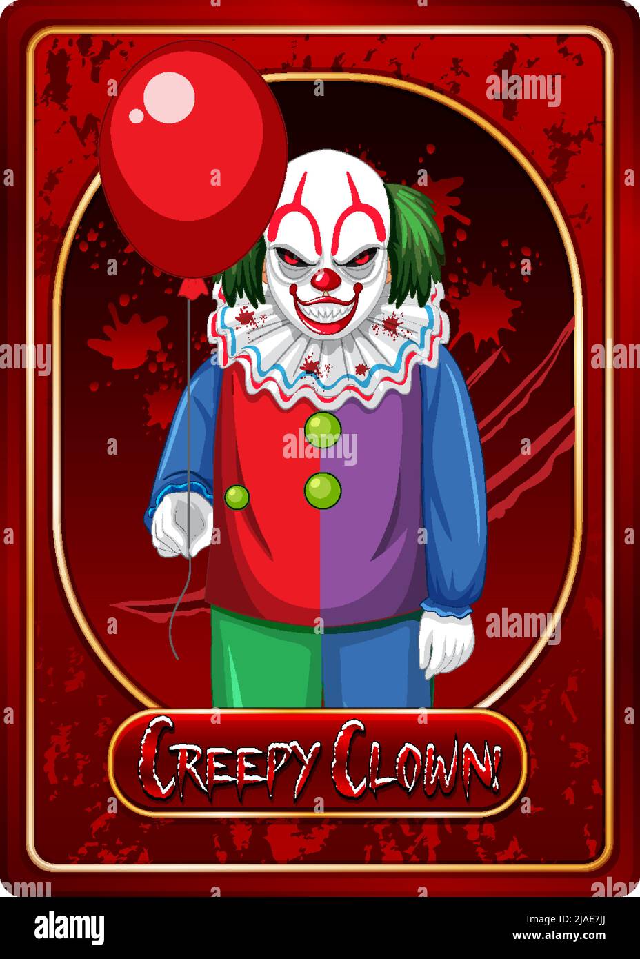 Creepy clown character game card template illustration Stock Vector ...