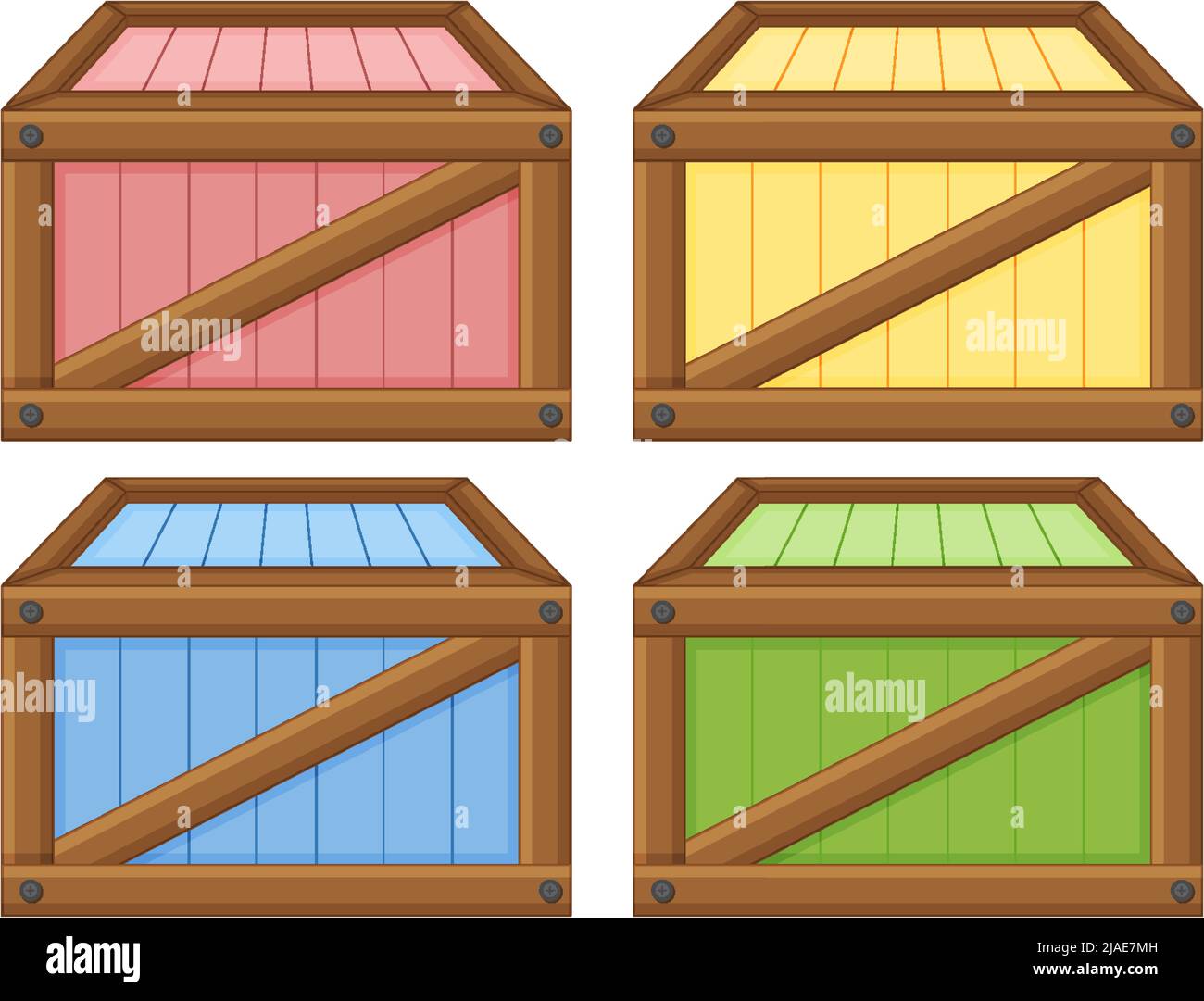 Set of wooden crate on white background illustration Stock Vector Image ...