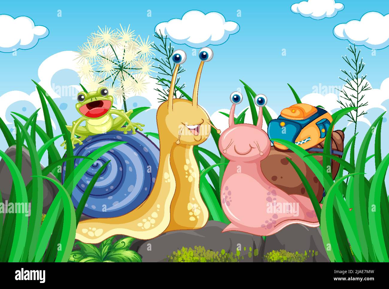 Happy insect in nature fairy tale scene illustration Stock Vector Image ...