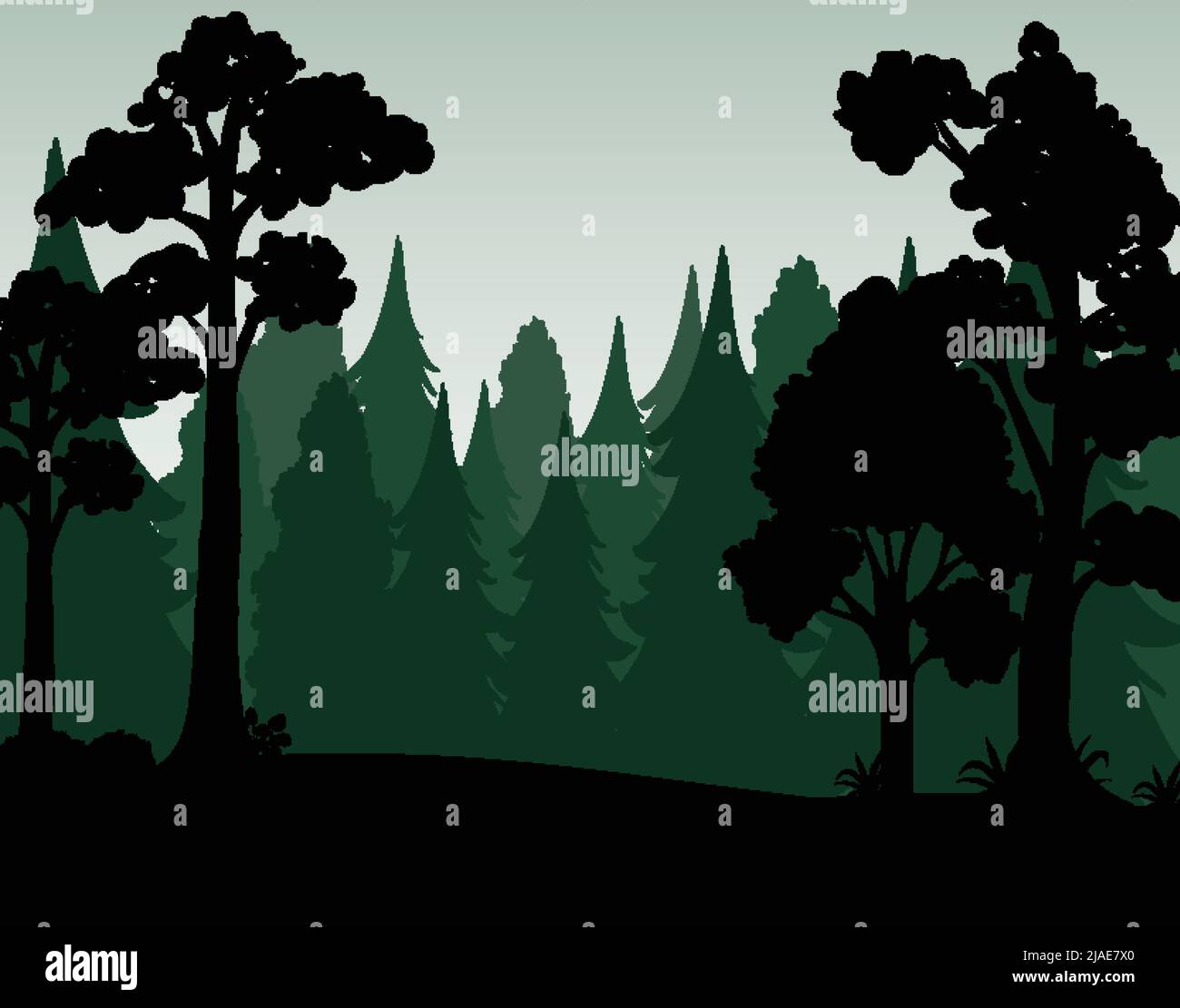 Silhouette shadow of forest scene illustration Stock Vector Image & Art ...