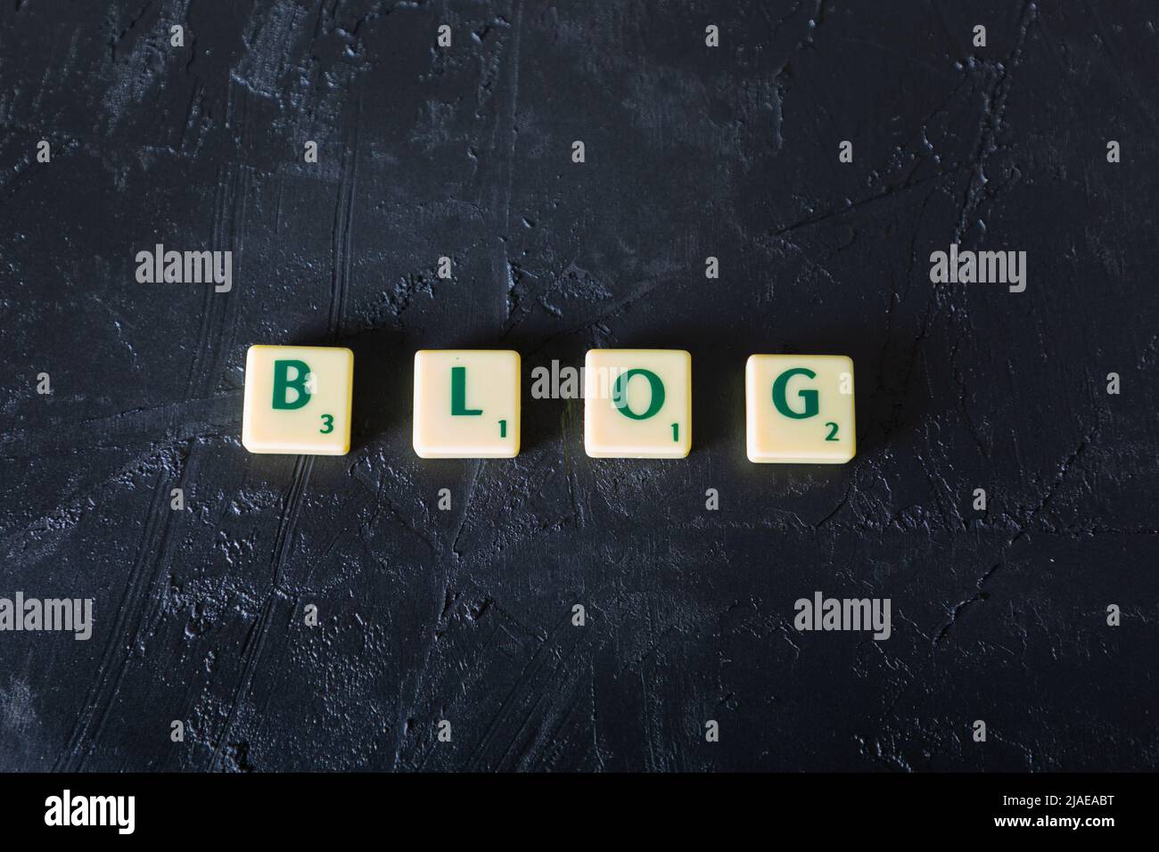 Blog words on black background Stock Photo - Alamy