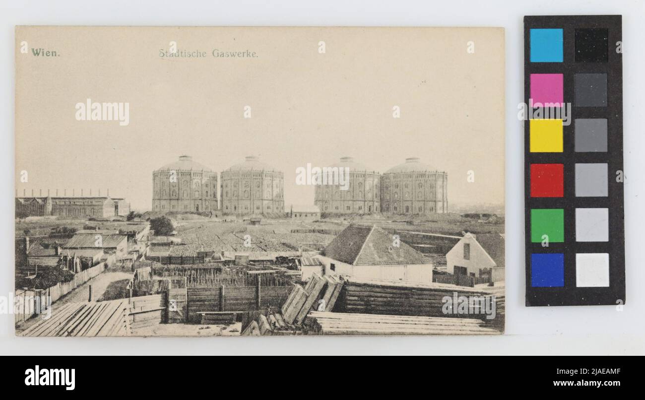 11., Eyzinggasse 12 - Gasometer, postcard. Brothers Kohn KG (B. K. W. I ...