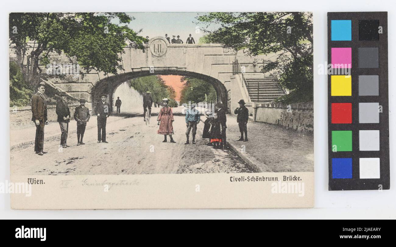 12., Grünbergstraße - Tivoli -Schönbrunn and Bridge, postcard. Brothers ...