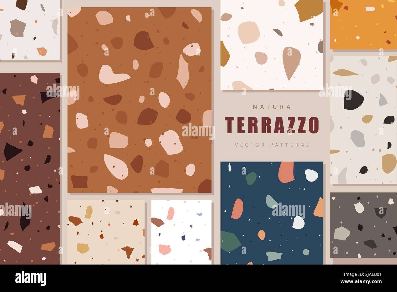 Set of terrazzo seamless patterns. Granite stone texture. Abstract ...