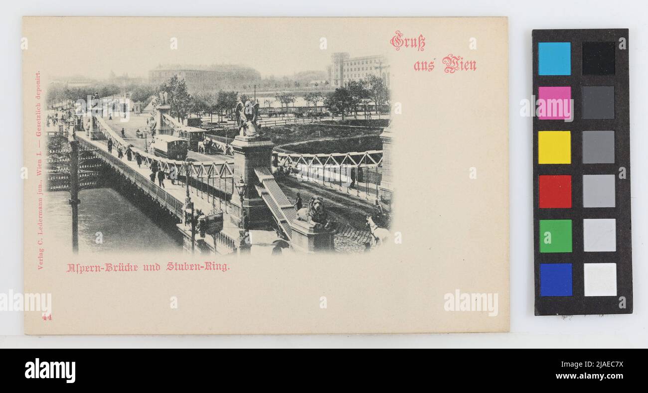 Danube Canal - Aspern Bridge, with parlor ring, postcard. Carl (Karl ...