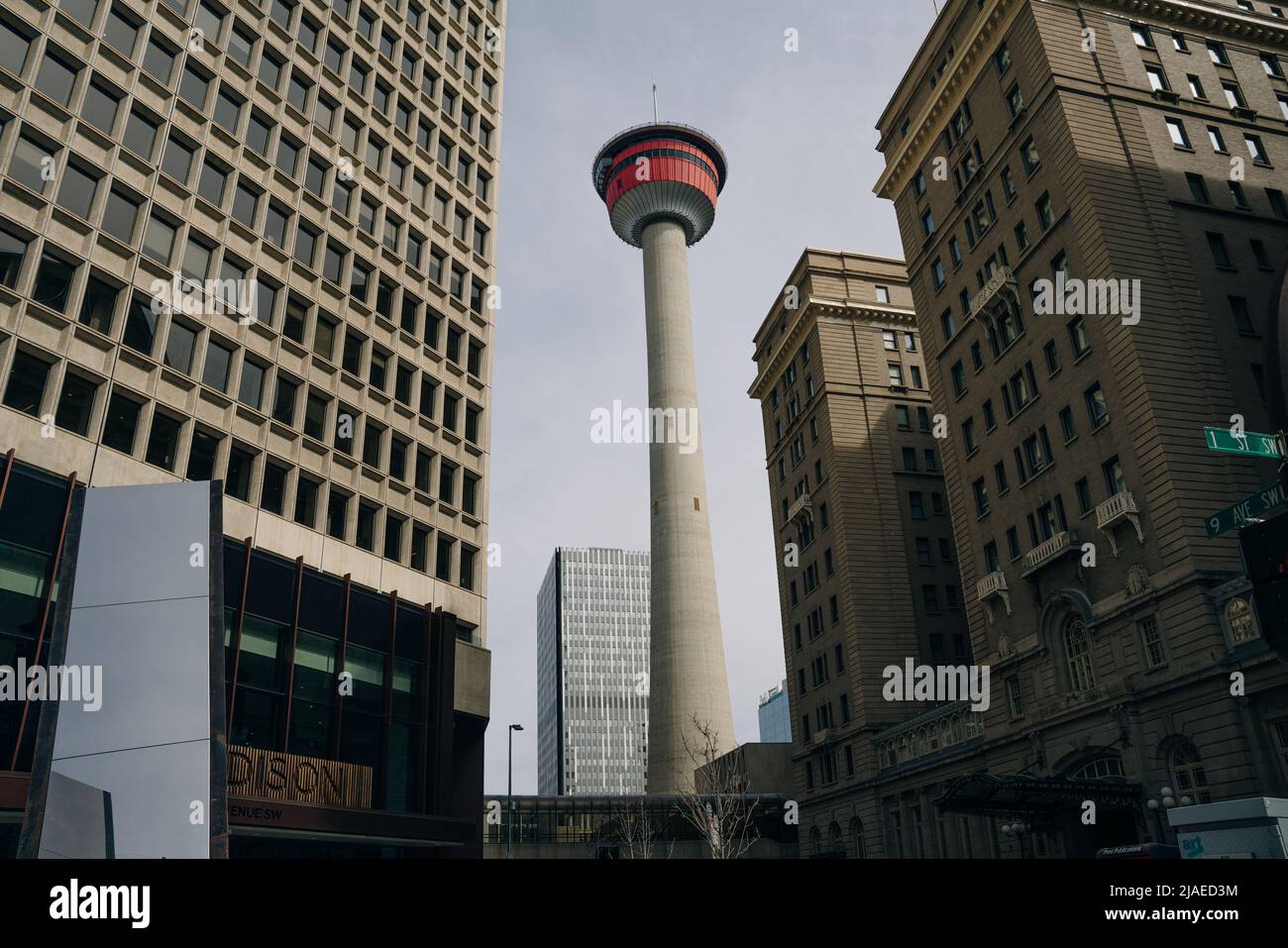 Calgary Tower standing tall in downtown. calgary, canada - may 2022 ...