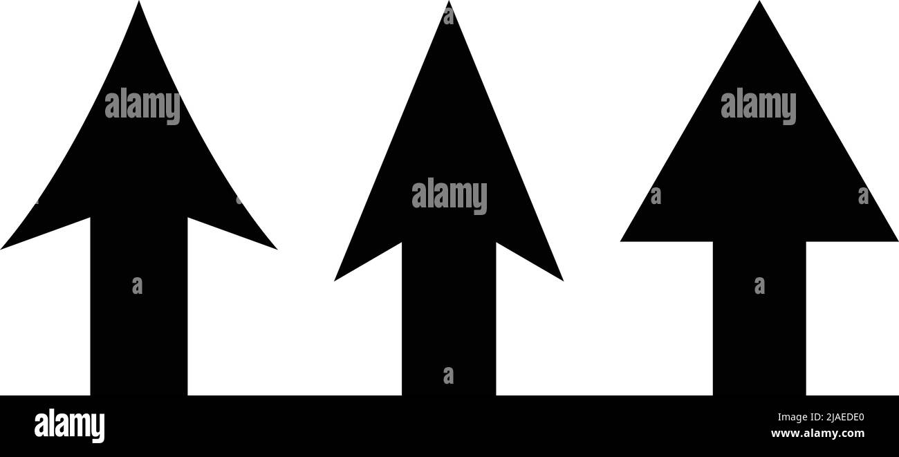 Three types of arrow icon sets. Simple black vector icon for pointers ...