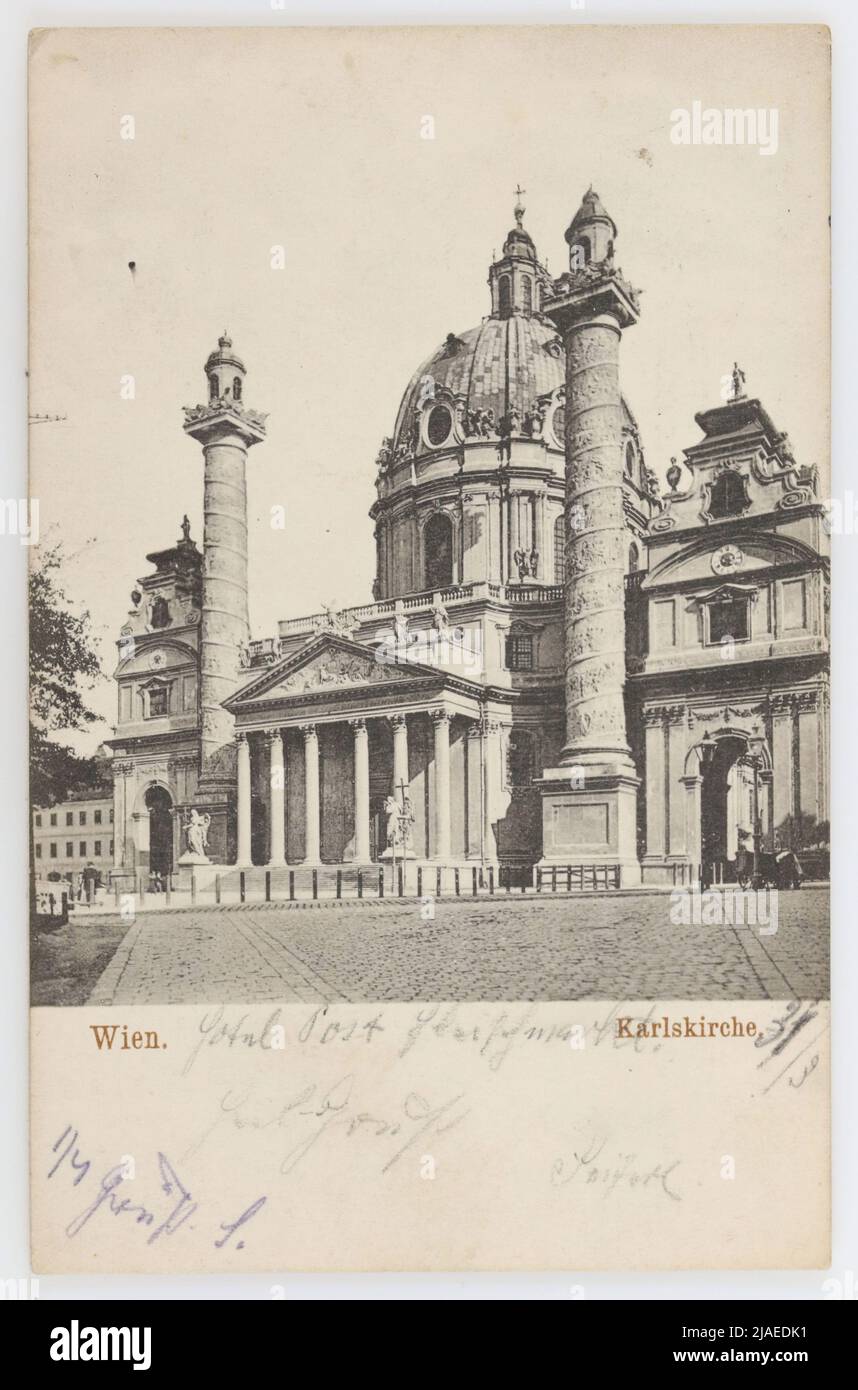 4., Karlsplatz - Karlskirche, inclined view against the main facade ...