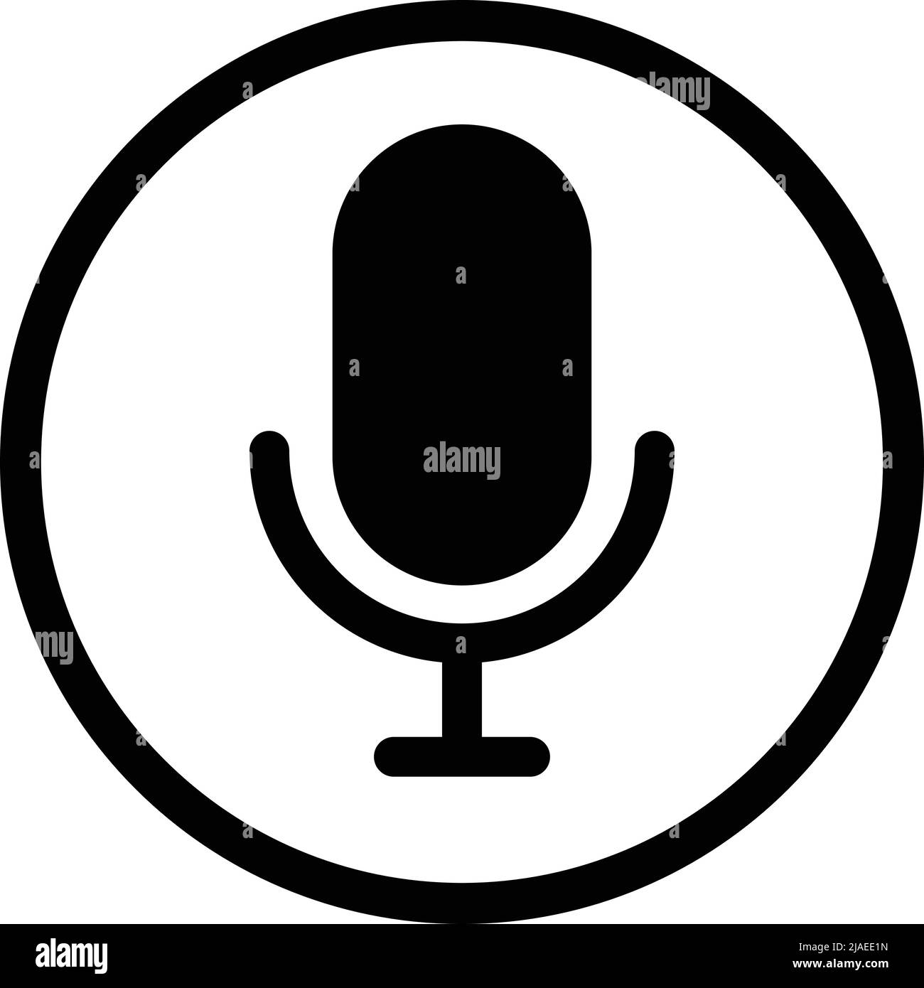 Simple microphone icon in round mark. Editable vector Stock Vector ...
