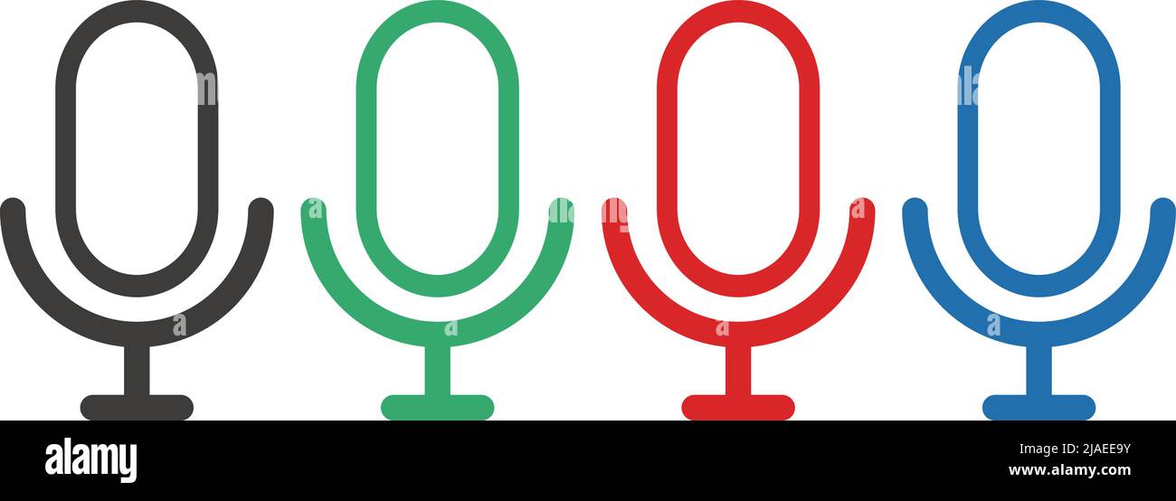 Colorful microphone icon set. Editable vector Stock Vector Image & Art ...