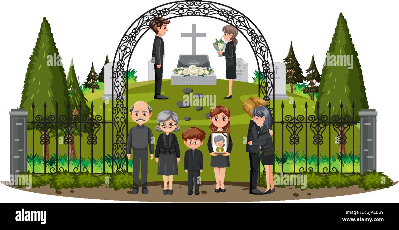 People at funeral ceremony illustration Stock Vector Image & Art - Alamy