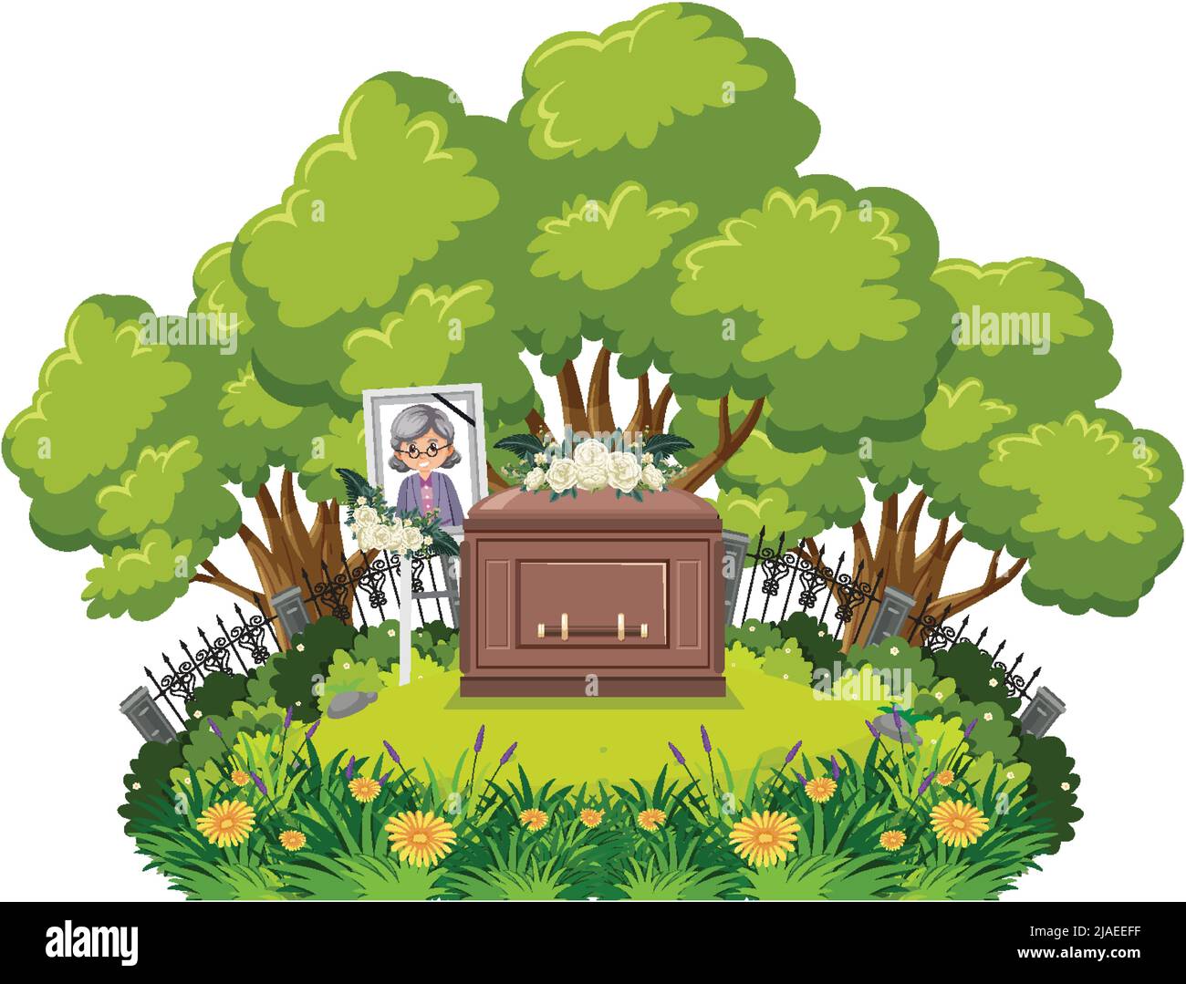 Coffin at funeral ceremony illustration Stock Vector Image & Art - Alamy