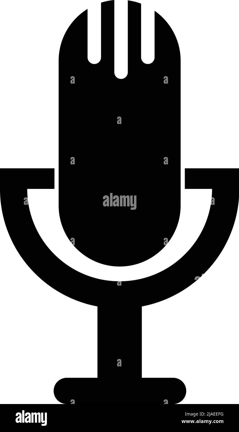 Podcast microphone icon. Black vector. Editable vector Stock Vector ...